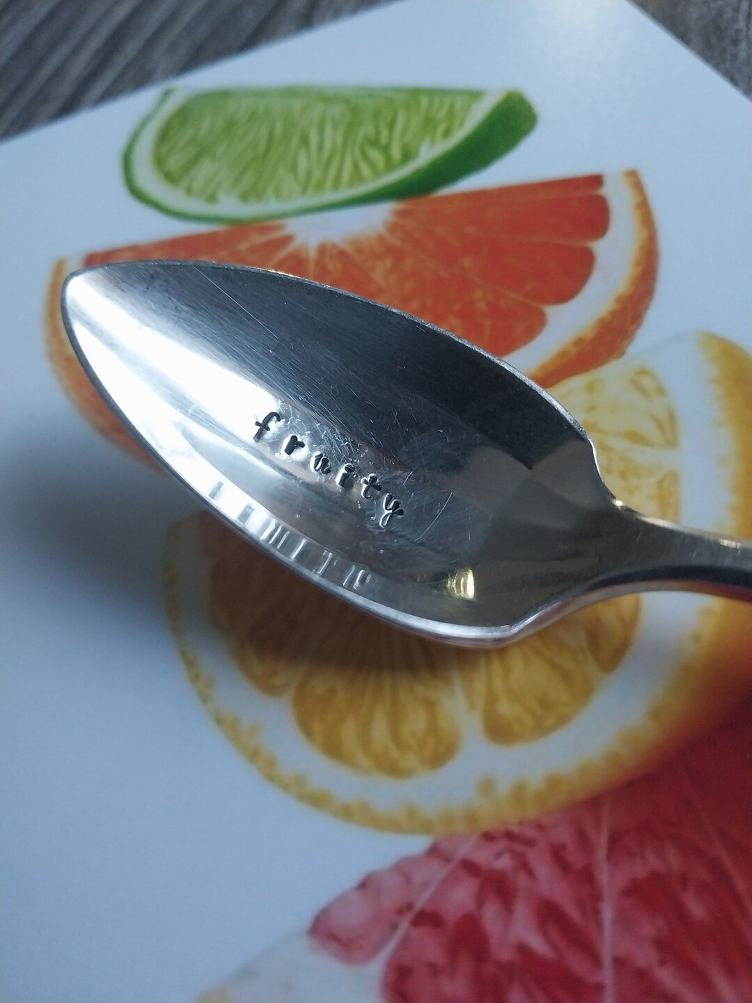 Fruity Fruit Spoon. Hand Stamped Fruit Spoon. Repurposed Vintage ...