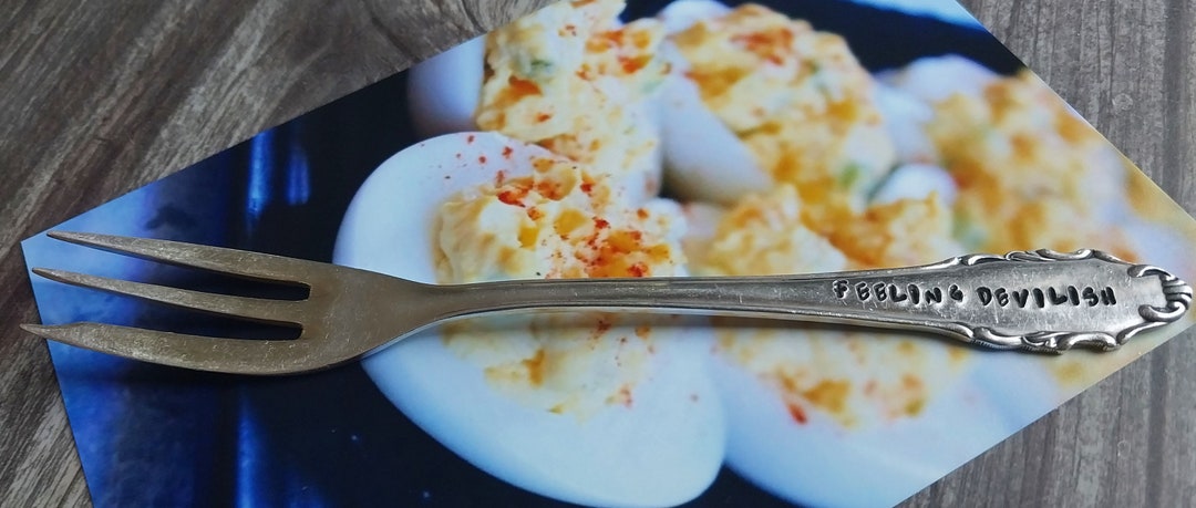 Feeling Devilish Deviled Egg Forks. Hand Stamped Forks for Charcuterie ...