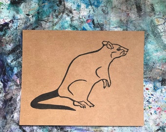 Rat Linocut Print - Etsy