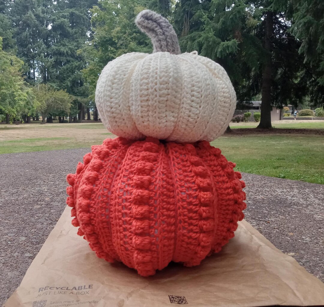 Pumpkin Stack Fall and Halloween Seasonal Decoration Pumpkins Crocheted ...