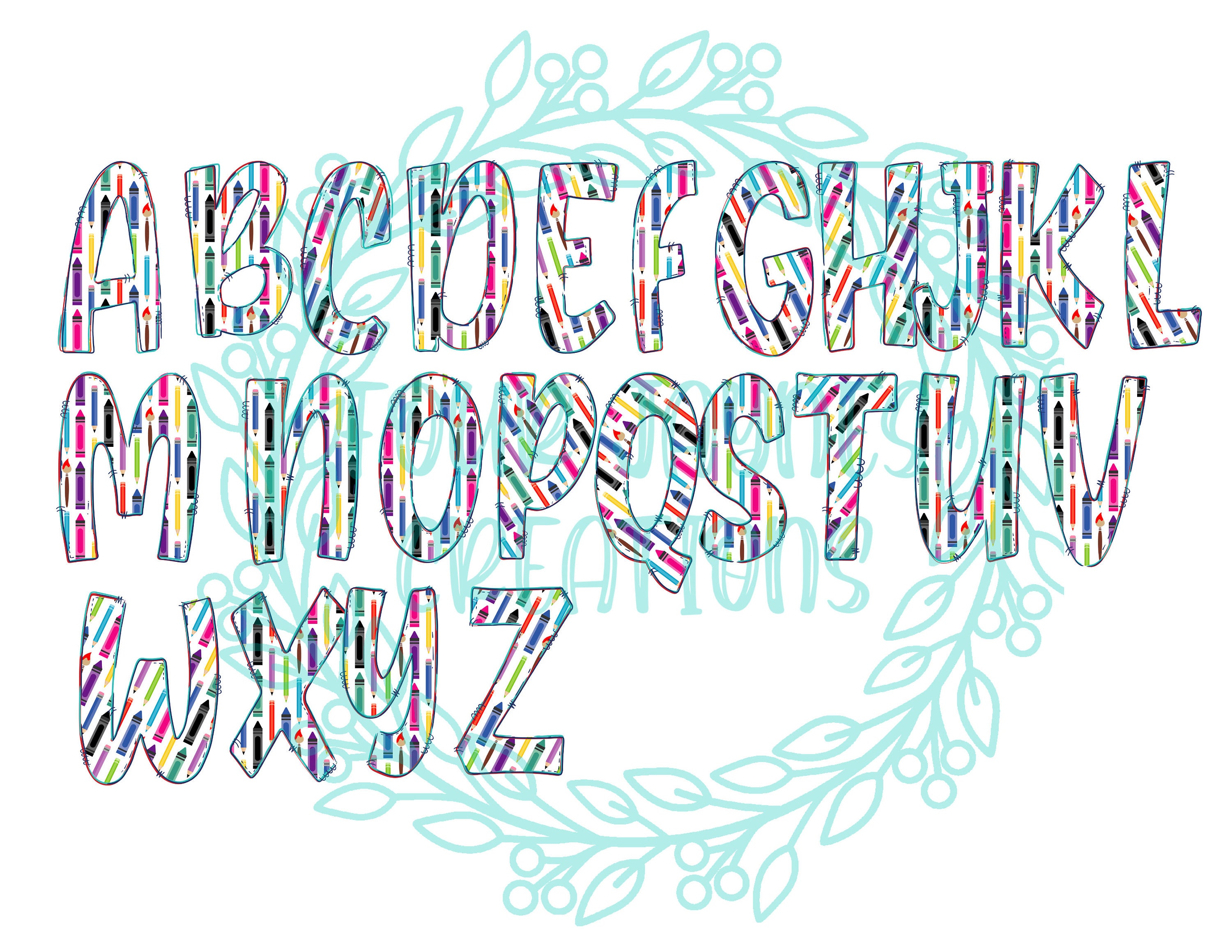 School Days Doodle Alphabet Font Bundle - Etsy