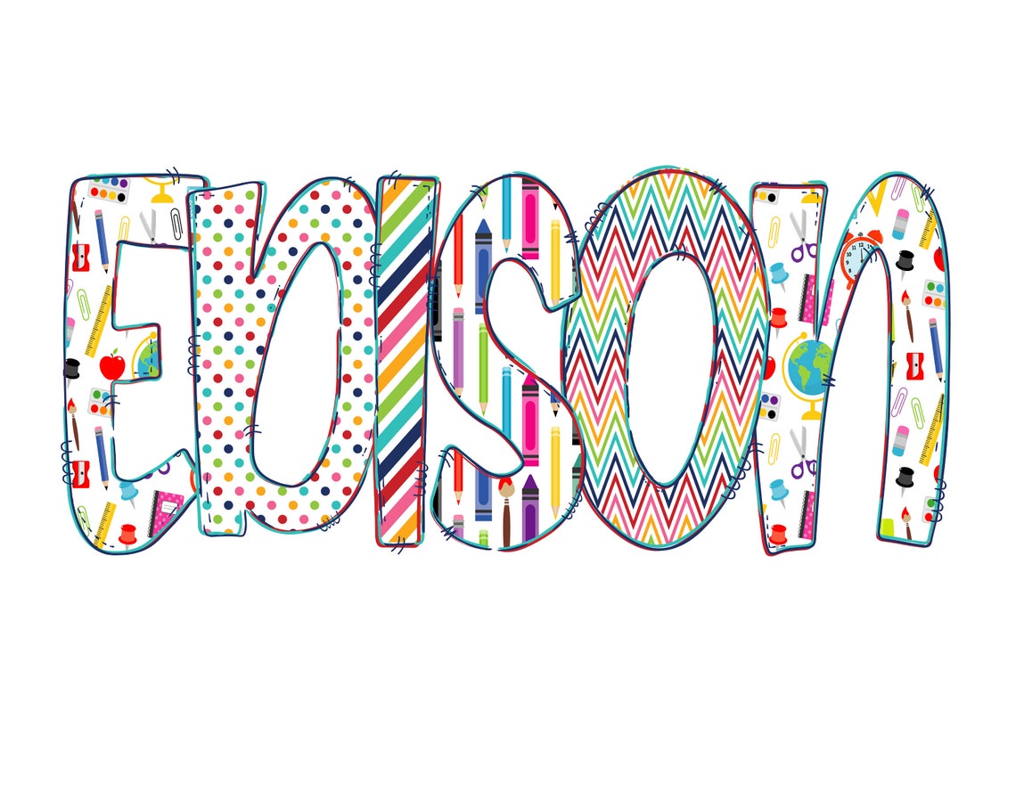 School Days Doodle Alphabet Font Bundle - Etsy