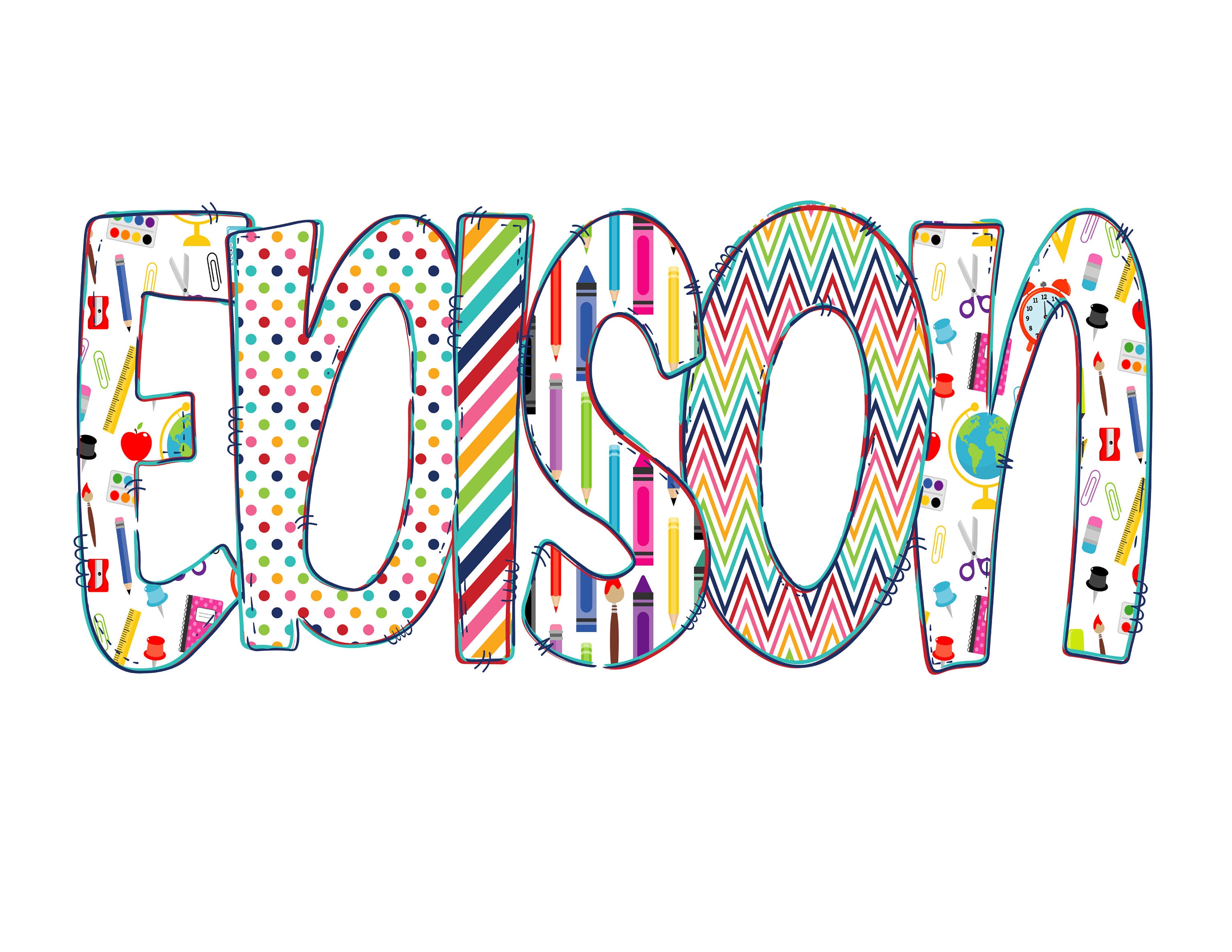 School Days Doodle Alphabet Font Bundle - Etsy