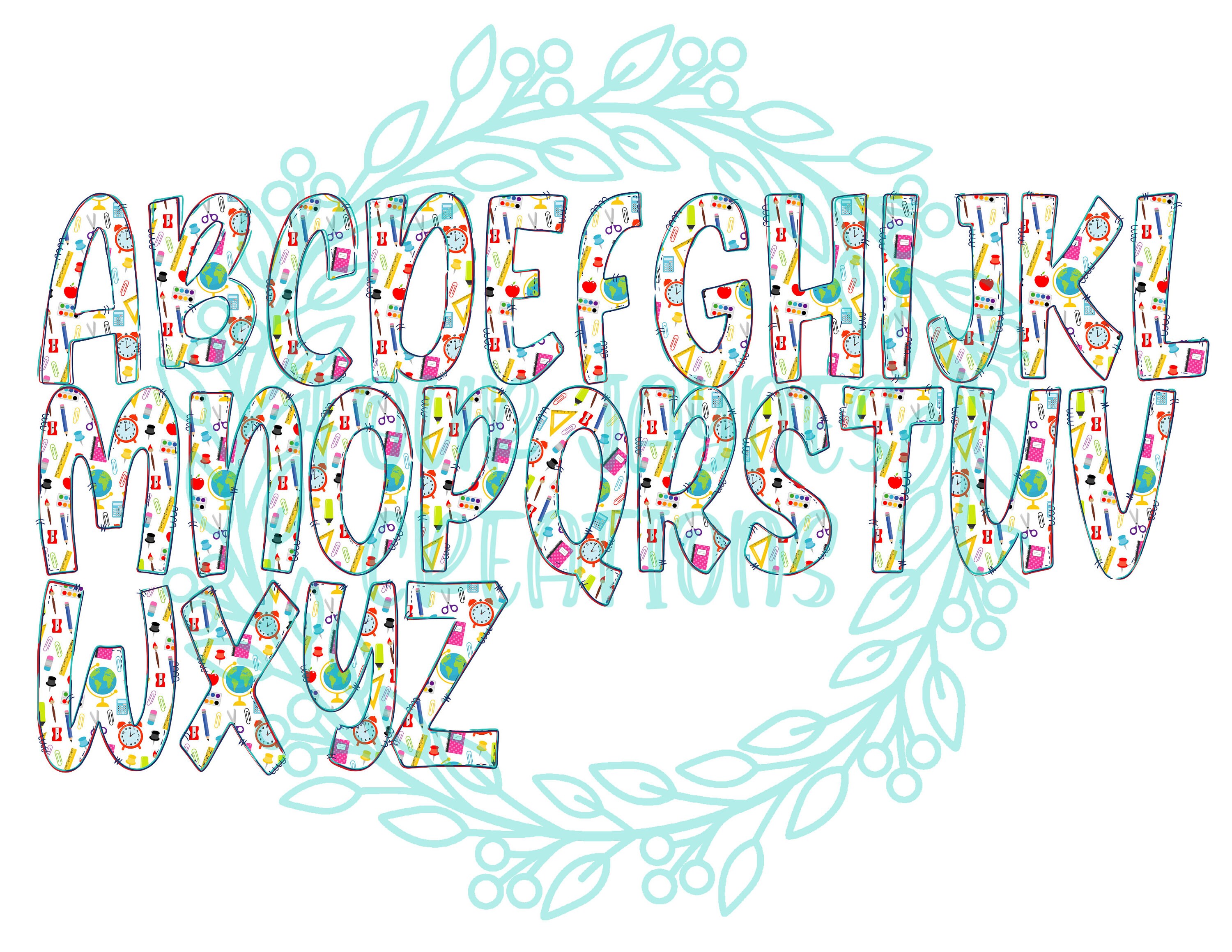 School Days Doodle Alphabet Font Bundle - Etsy