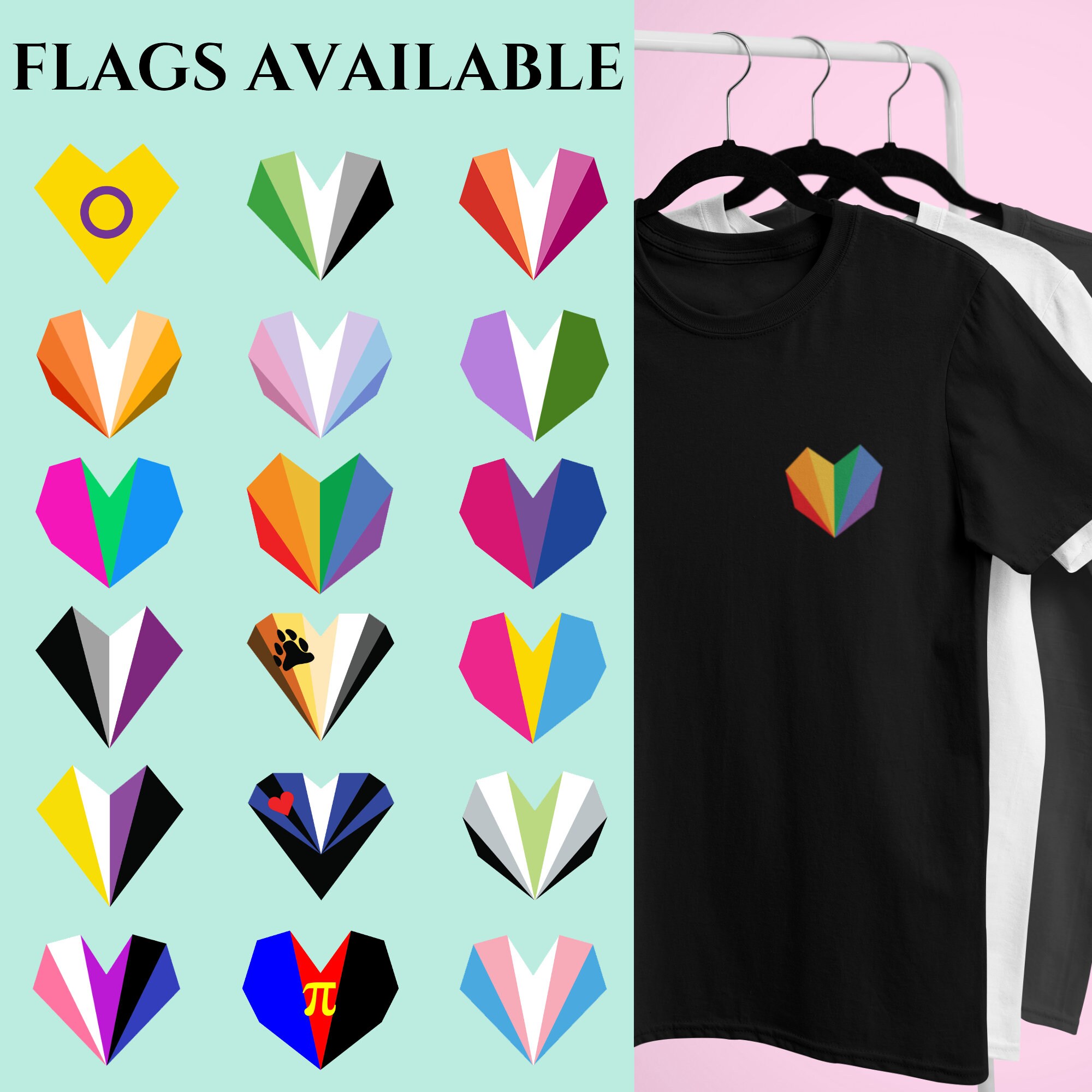 Geometrical Heart Lgbtq Pride Flags Unisex T Shirt Lgbt Gay Etsy Uk
