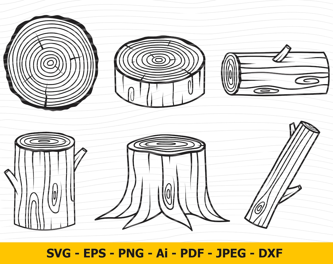 Tree Stump Svg, Wood Slice Slab Svg, Tree Trunk Svg, Wood Logs Svg ...
