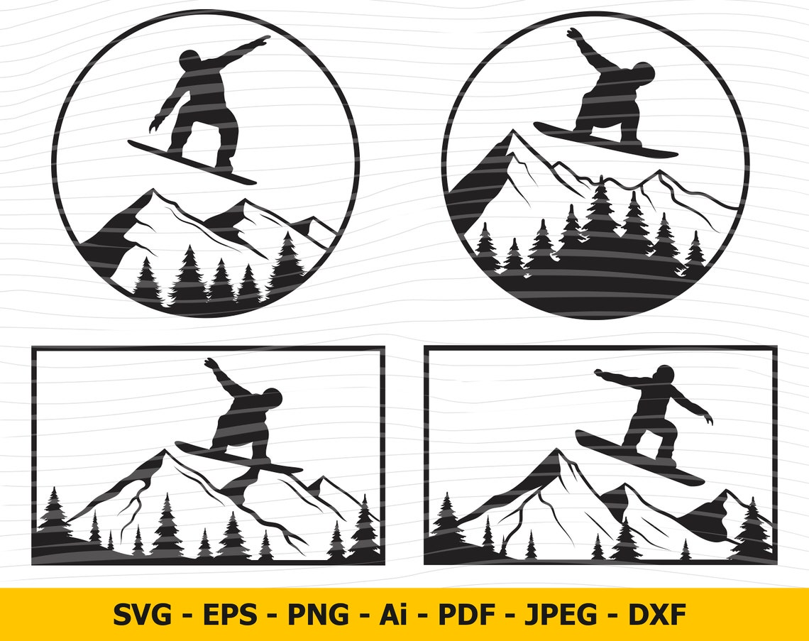 Snowboarder Svg, Snowboard Frame Svg, Mountains Svg, Snowboard Svg ...