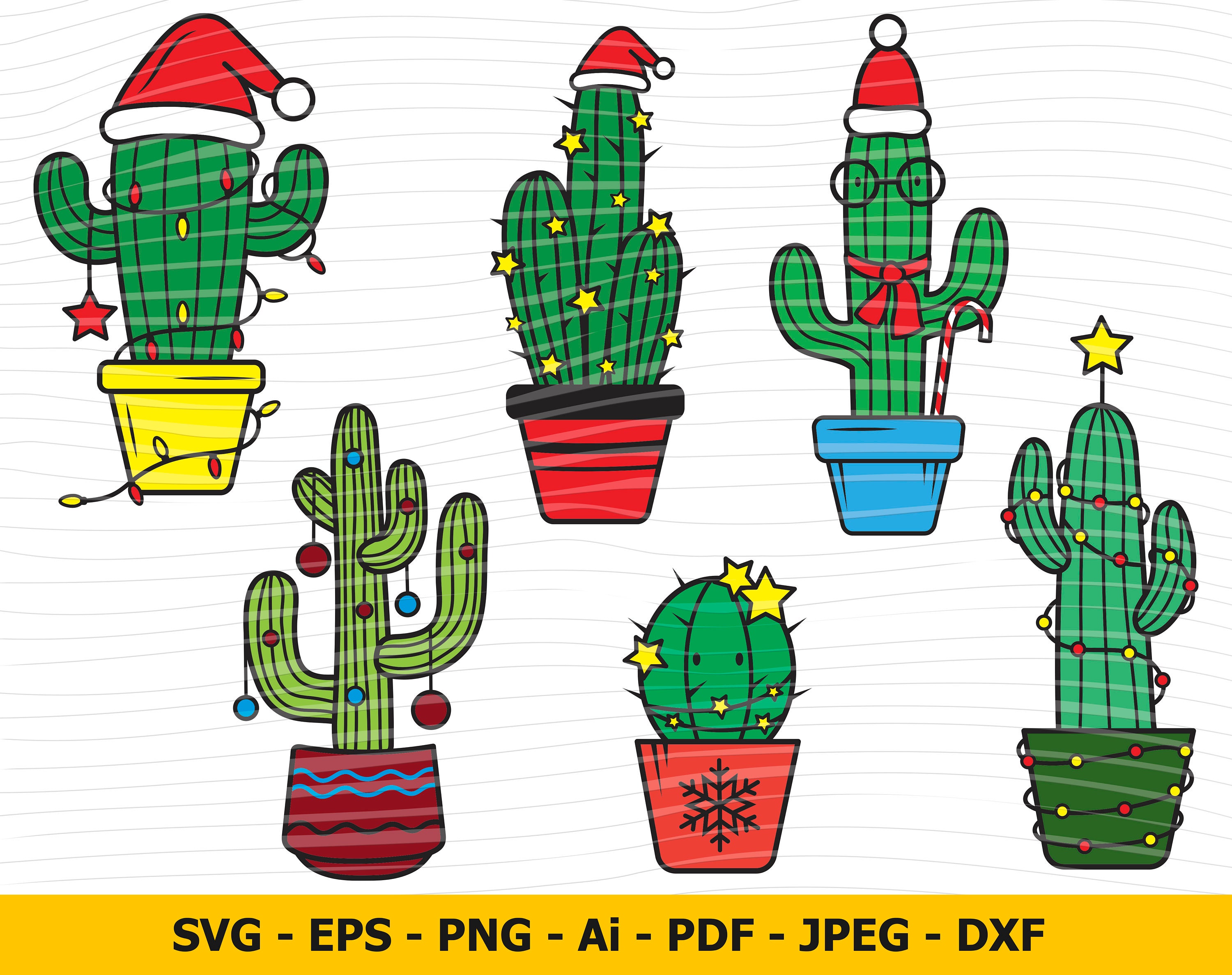 Christmas Cactus SVG, Cactus SVG, Cactus Bundle SVG, Cactus, Merry ...