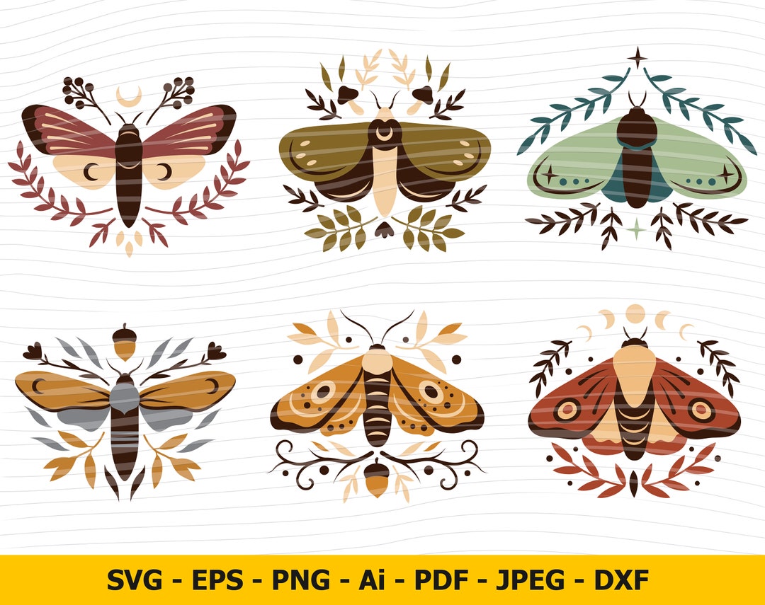 Celestial Moth Svg, Moon Svg, Moth Clipart, Magic Moth Svg, Fall Branch ...
