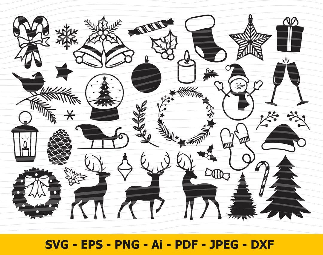 Christmas Bundle SVG, Merry Christmas SVG, New Year Icons SVG ...