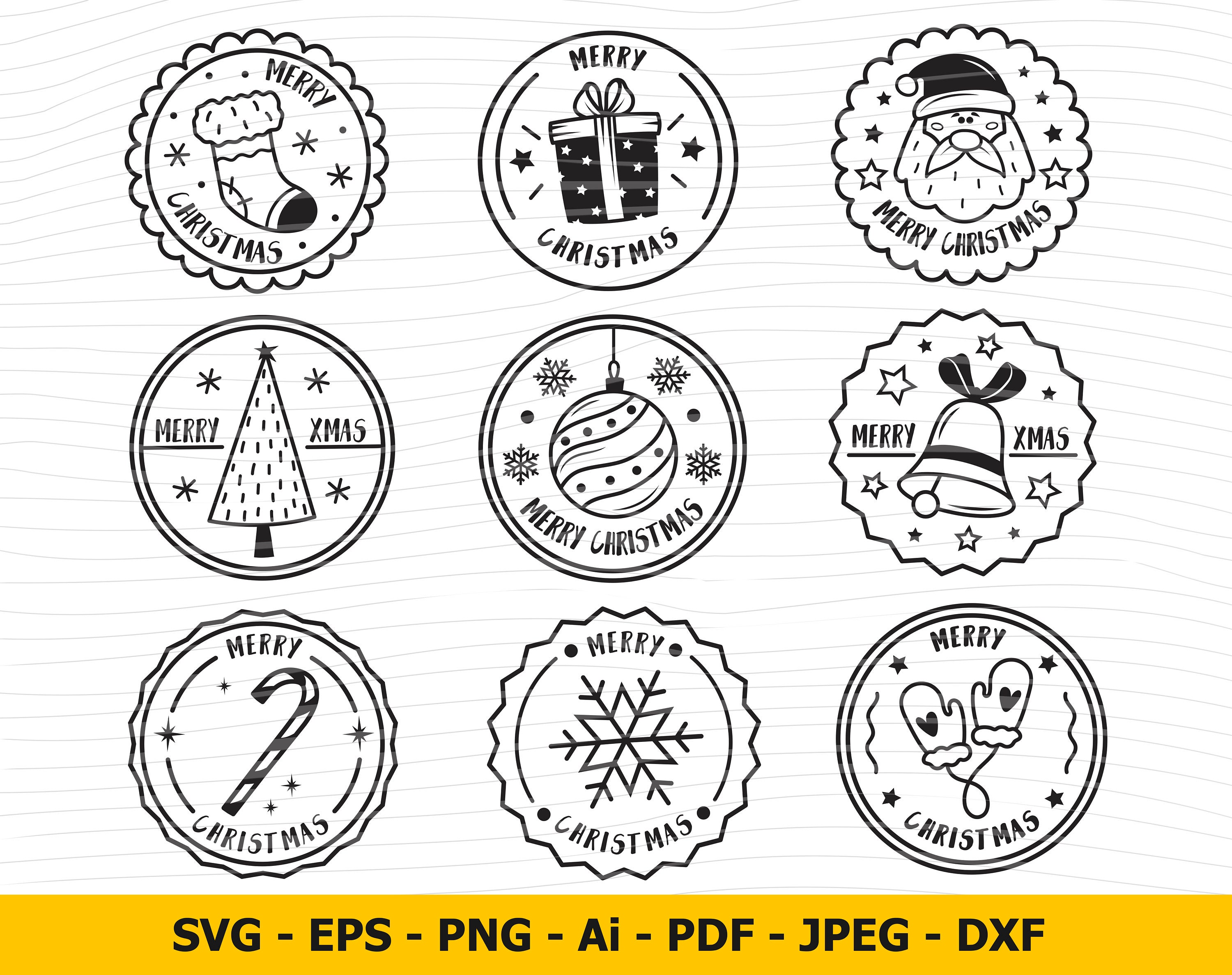 Christmas Stamp SVG, Xmas Stamp SVG, Christmas Stamp Bundle, Happy New ...