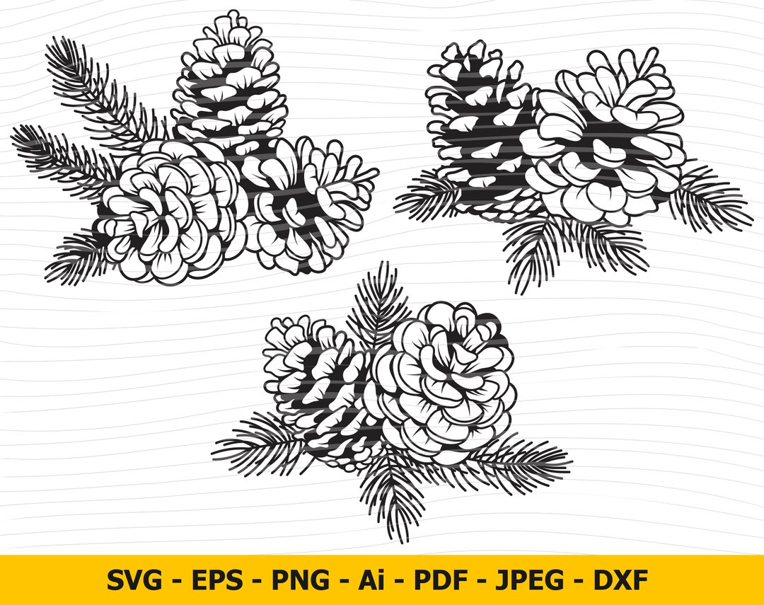 Pine Cone Svg, Pine Cone Clipart, Winter Tree Svg, Fir Tree Branch Svg, Christmas Decoration Svg ...