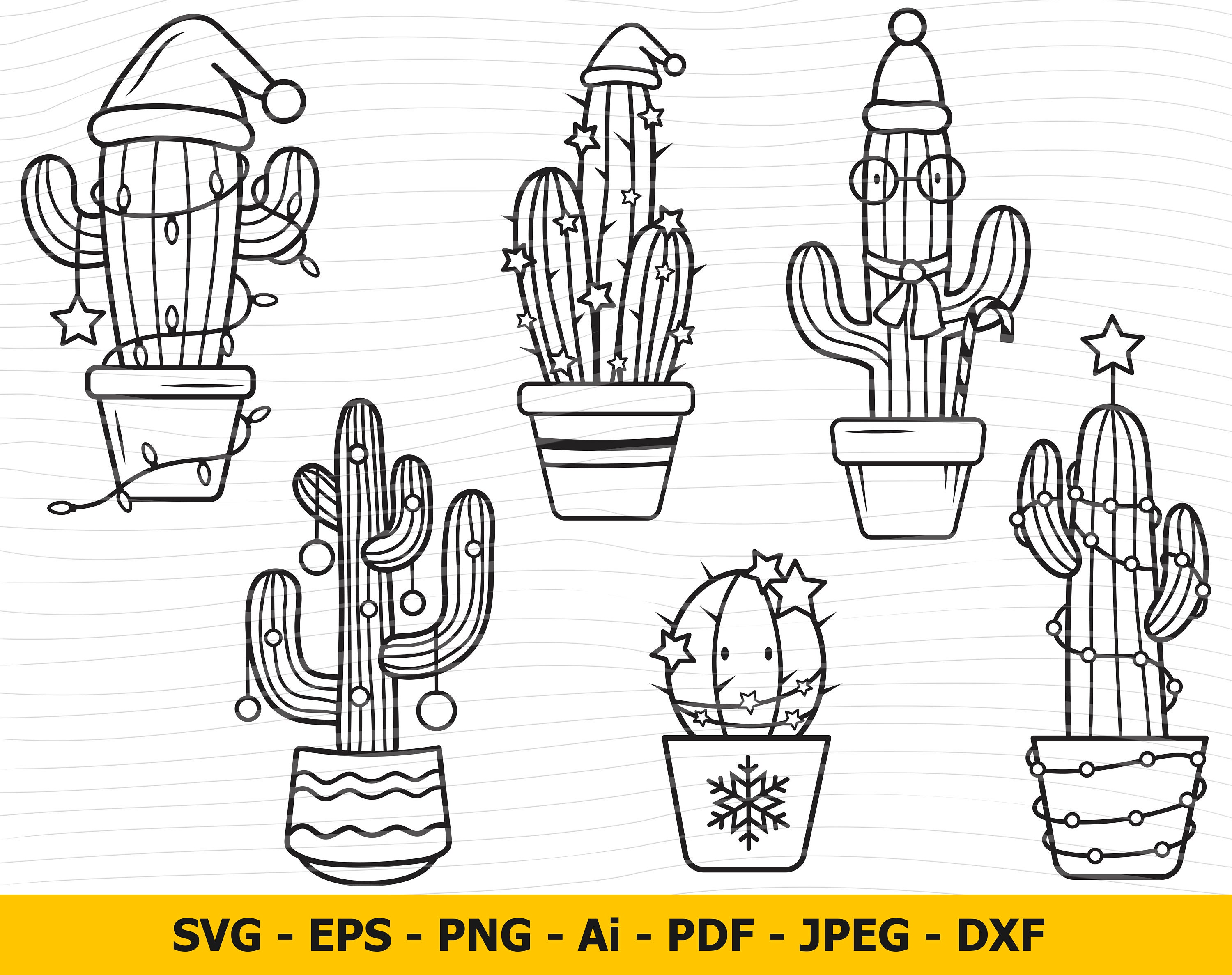 Christmas Cactus SVG, Cactus SVG, Cactus Bundle SVG, Cactus, Merry ...