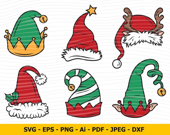 Santa Hat SVG Elf Hat SVG Santa Hat Svg Bundle Christmas | Etsy