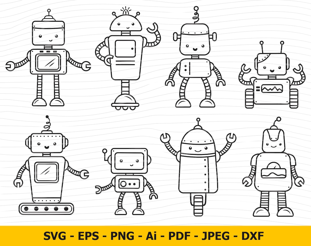 Robots SVG - Cutting Files for Cricut and Silhouette Cameo - Robot Png ...