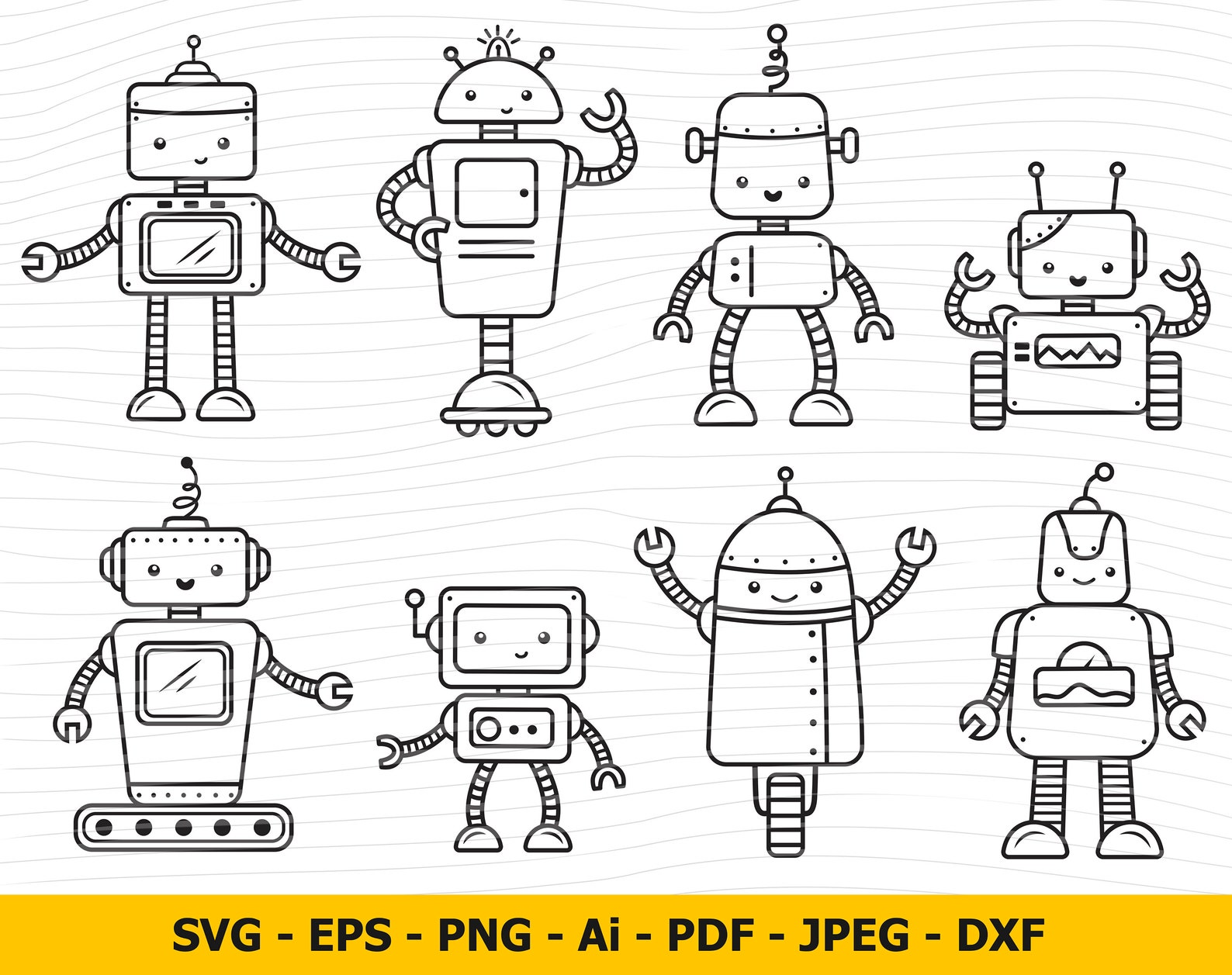 Robots SVG - Cutting Files for Cricut and Silhouette Cameo - Robot Png ...