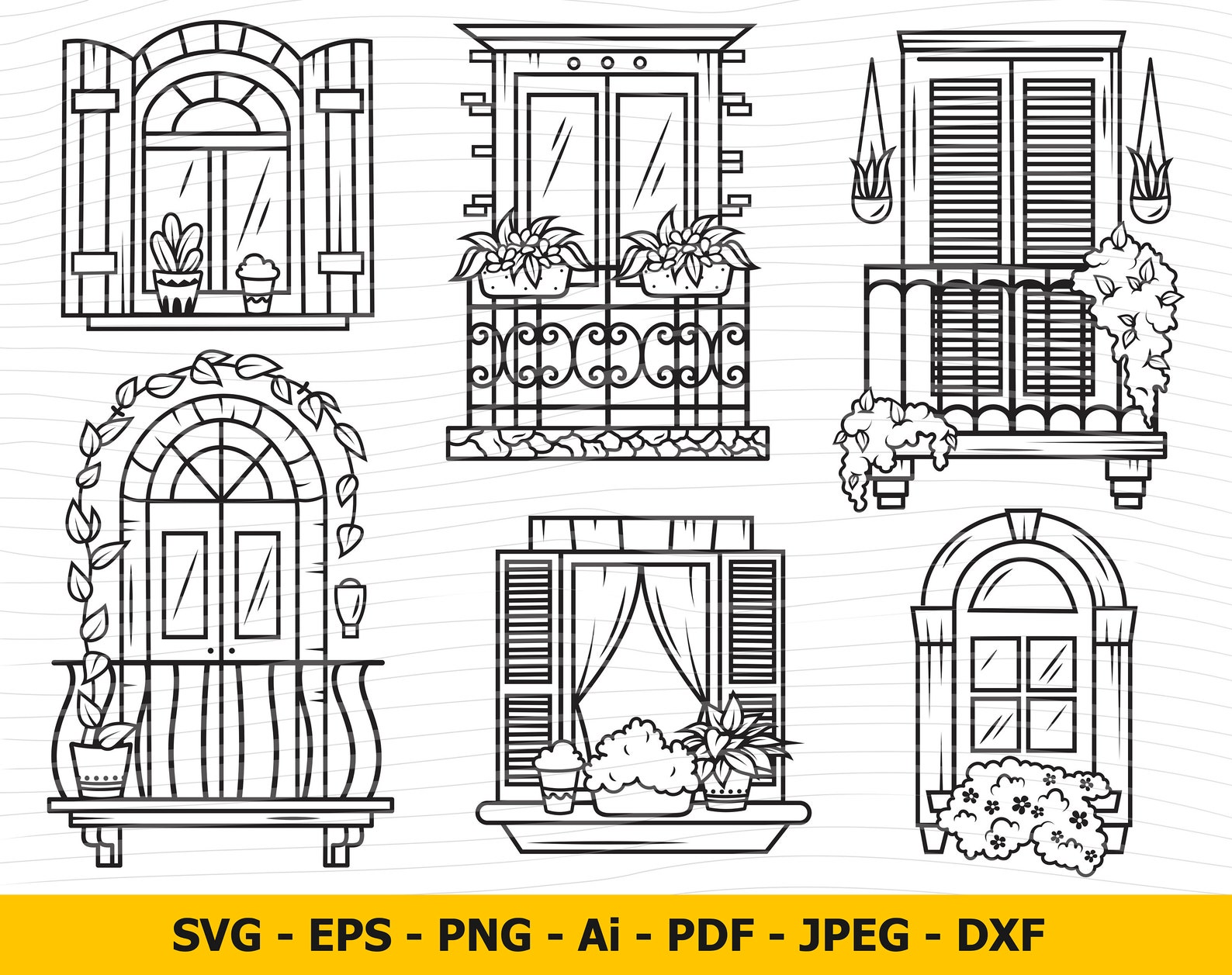 Windows Svg, Provence Window Svg, Balcony Svg, Balcony Cut File, Window ...
