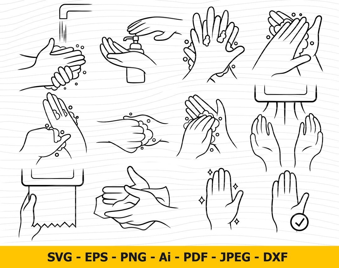 Hand Washing Svg, Hand Washing Instruction Svg, Hand Washing Guide Svg ...