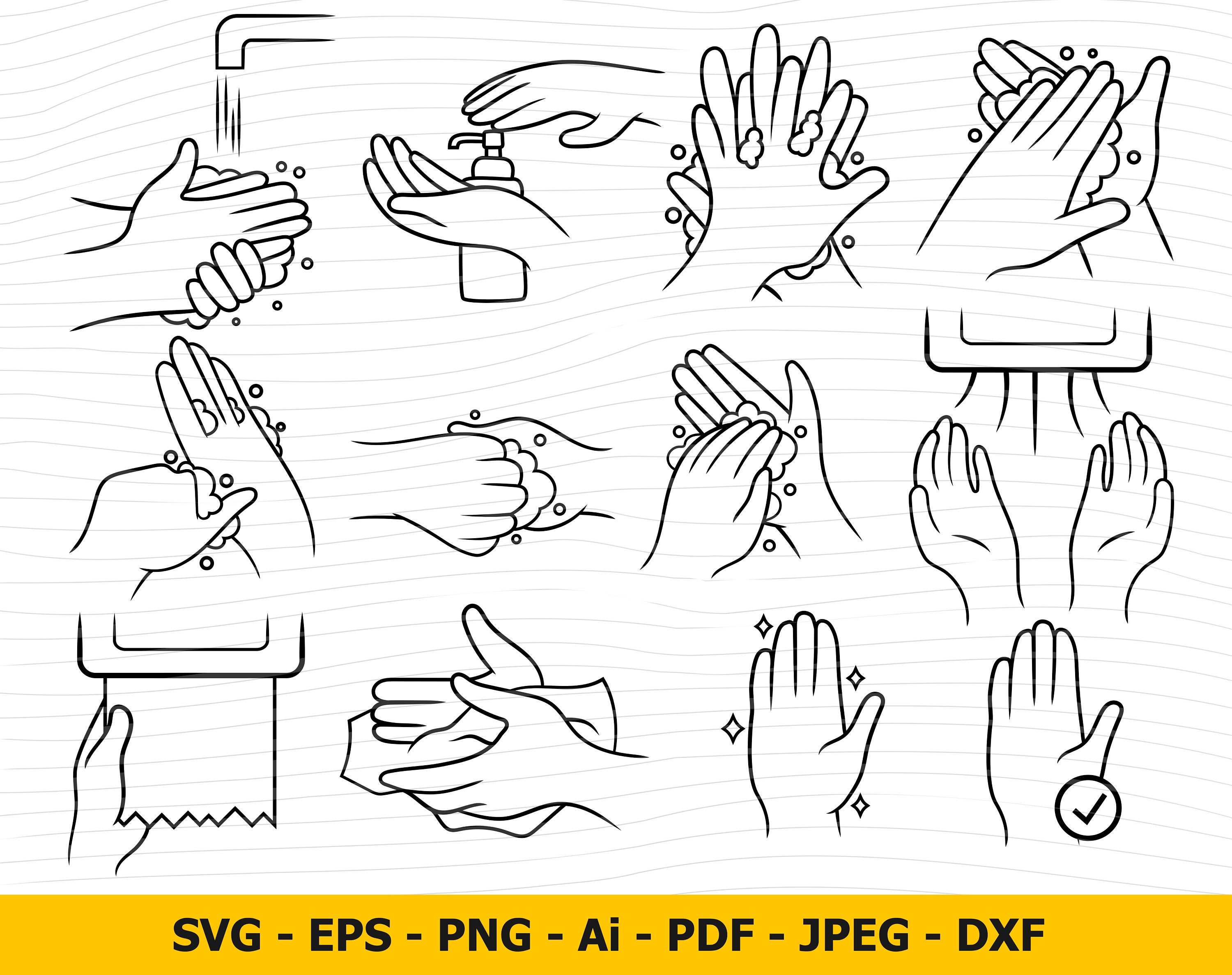 Hand Washing Svg, Hand Washing Instruction Svg, Hand Washing Guide Svg ...