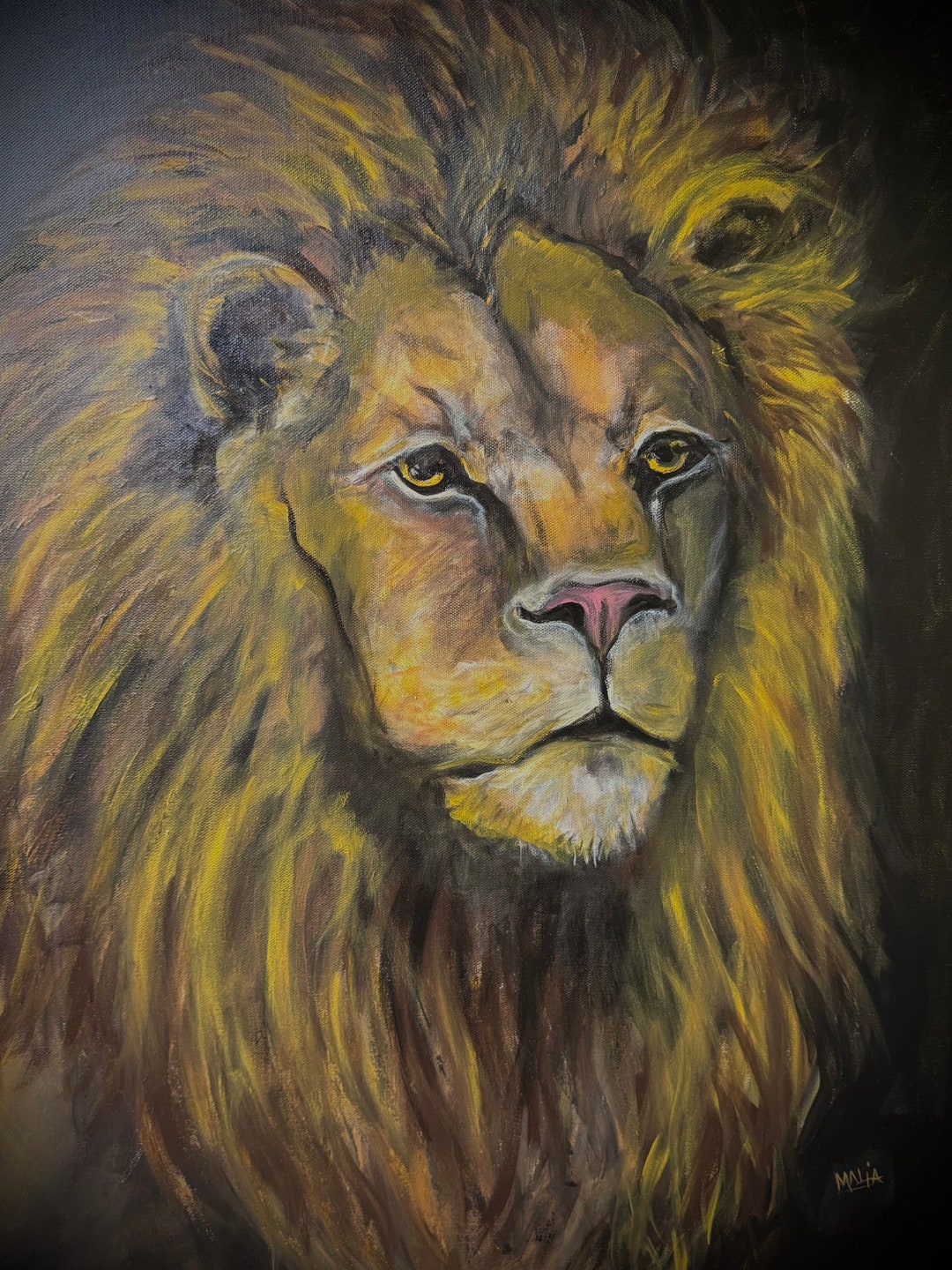 Kingly Lion Painting by Malia - Etsy