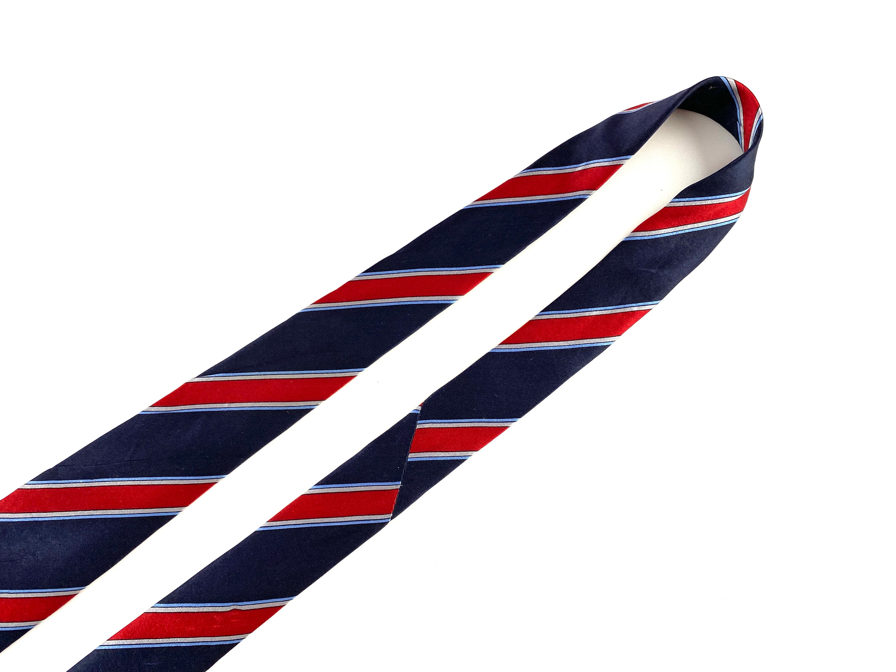 90s Christian Dior Monsieur Silk Tie Vintage Blue and Red Striped Necktie Retro Cravate - Etsy