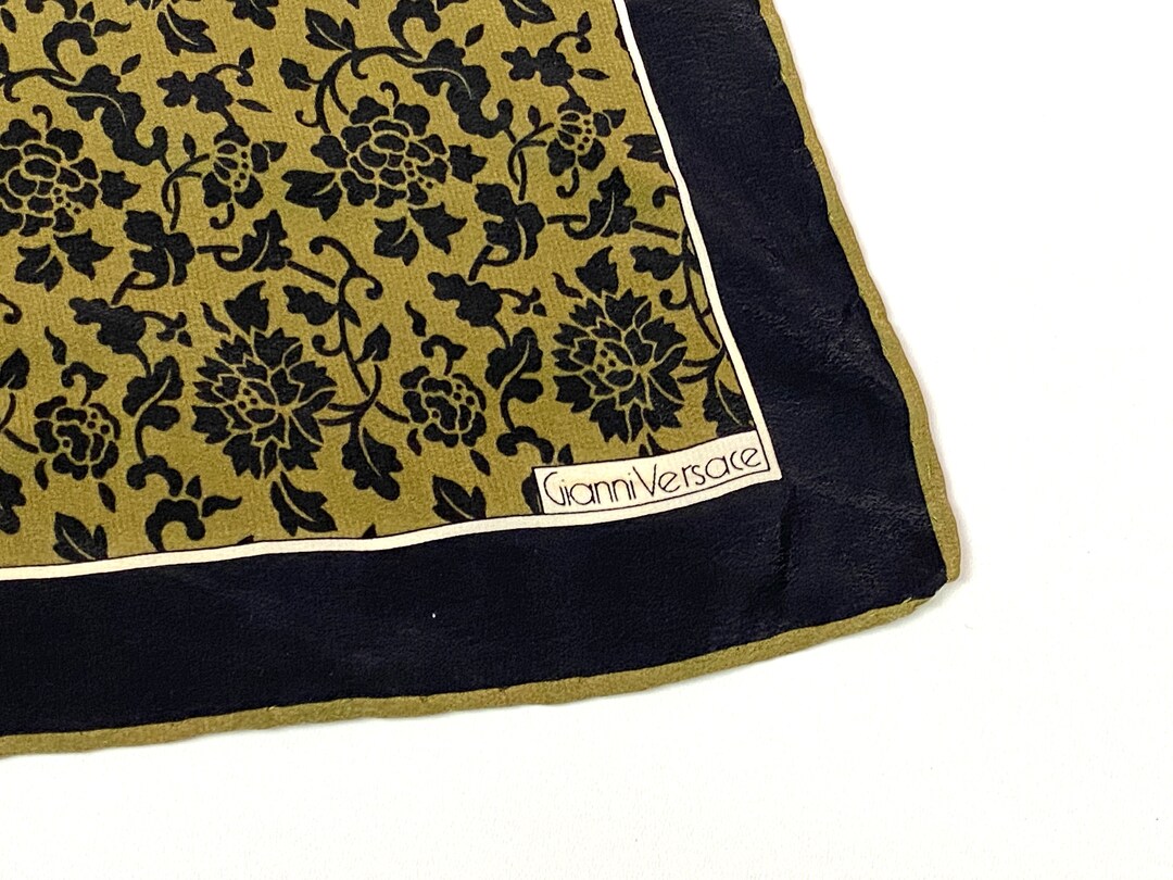 90s Gianni Versace Vintage Floral Silk Handkerchief 30 X 30 Cm - Etsy
