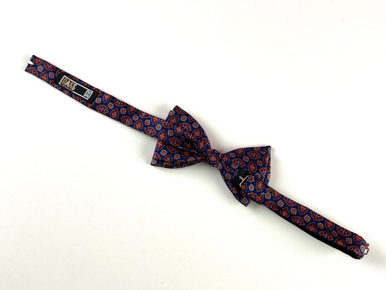 Daks London Silk Bow Tie Vintage Men's Red and Blue Bowtie Geometric ...