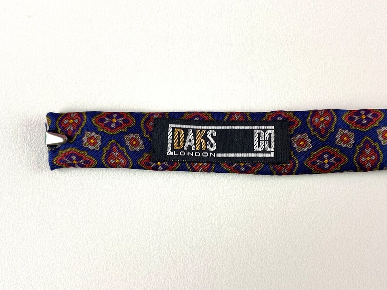 Daks London Silk Bow Tie Vintage Men's Red and Blue Bowtie Geometric ...