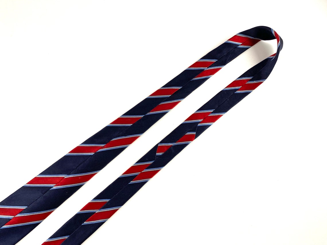 90s Christian Dior Monsieur Silk Tie Vintage Blue and Red Striped Necktie Retro Cravate - Etsy