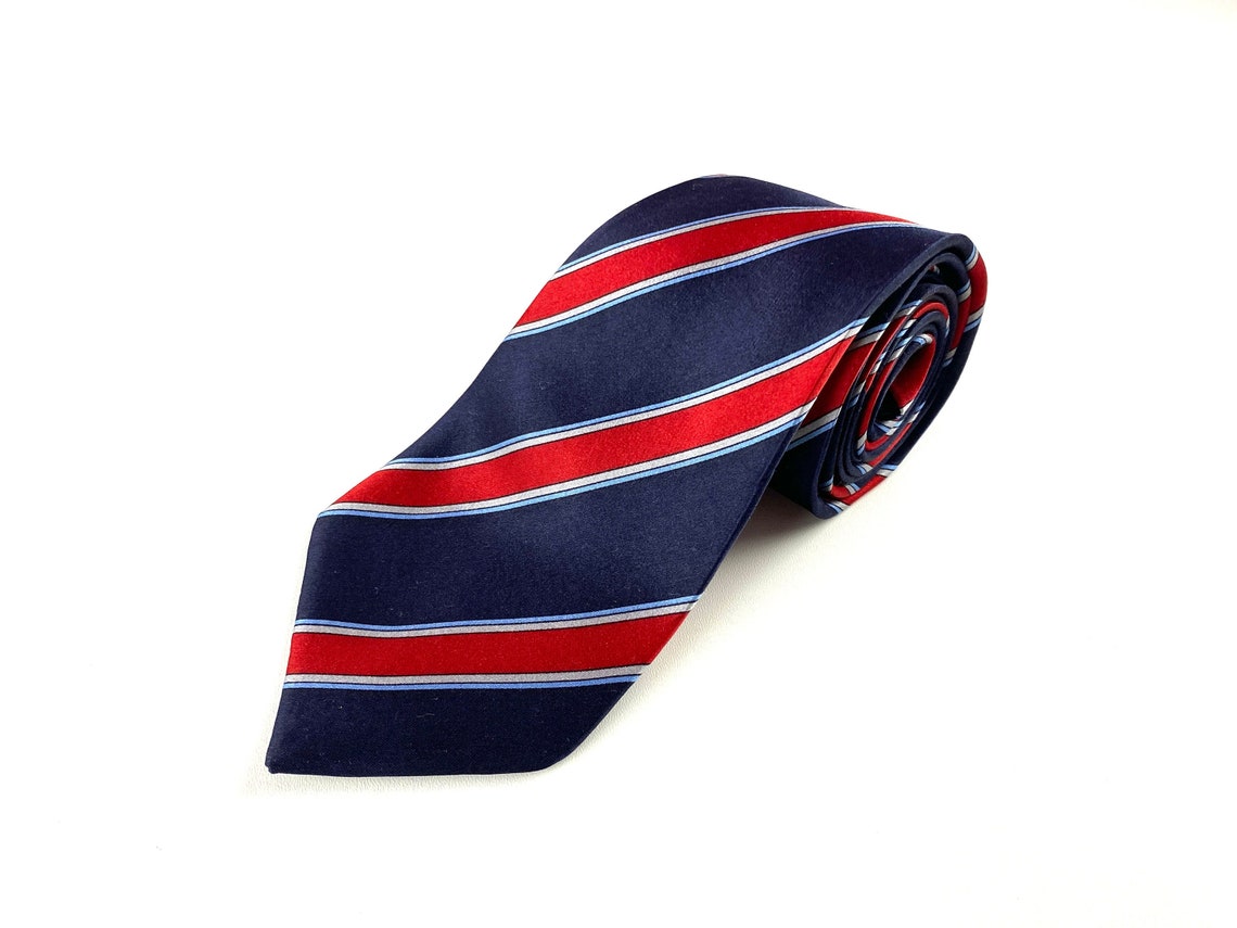 90s Christian Dior Monsieur Silk Tie Vintage Blue and Red Striped Necktie Retro Cravate - Etsy