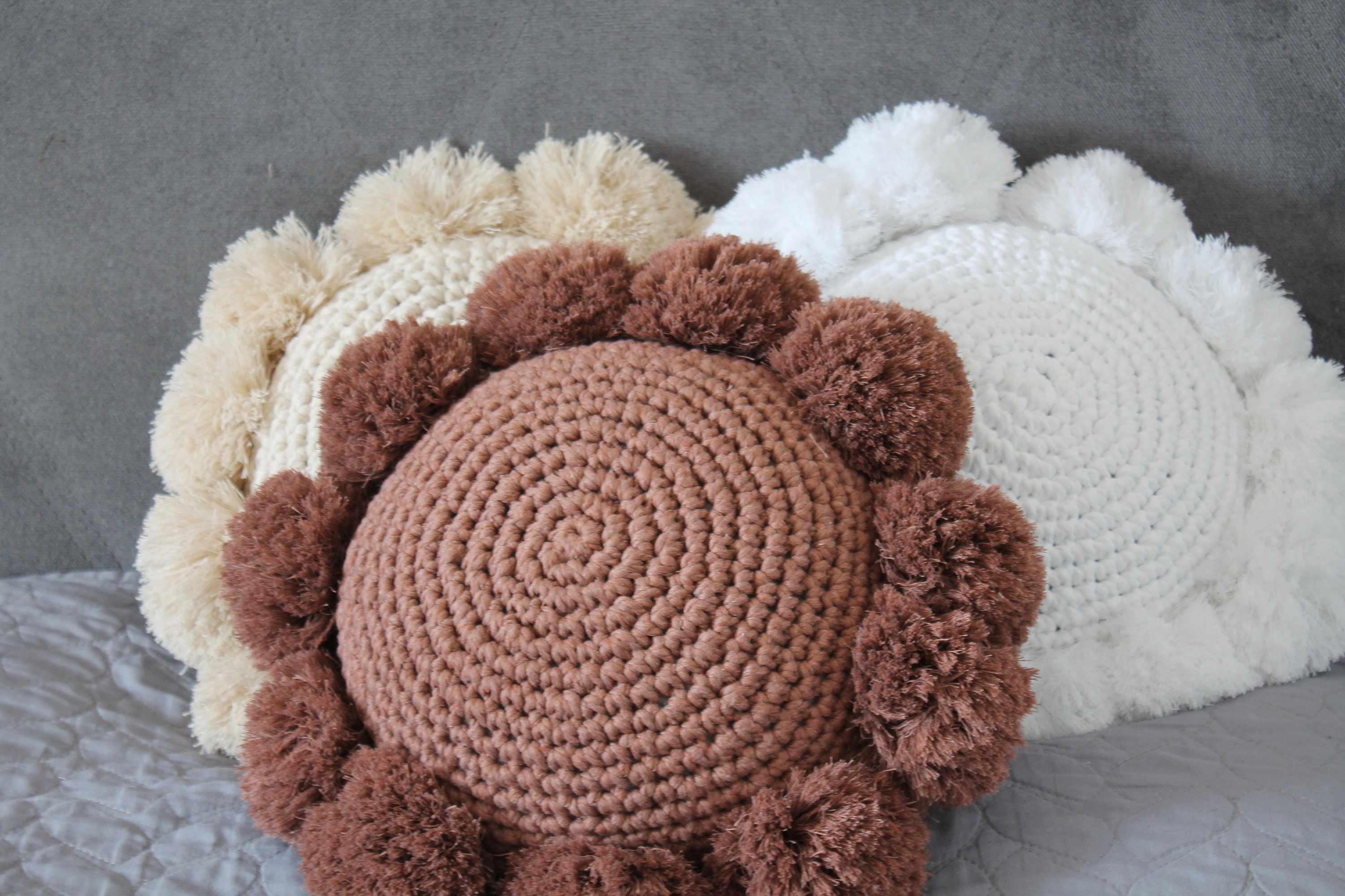 Pom-pom Cinnamon Color Decor Pillow - Etsy UK