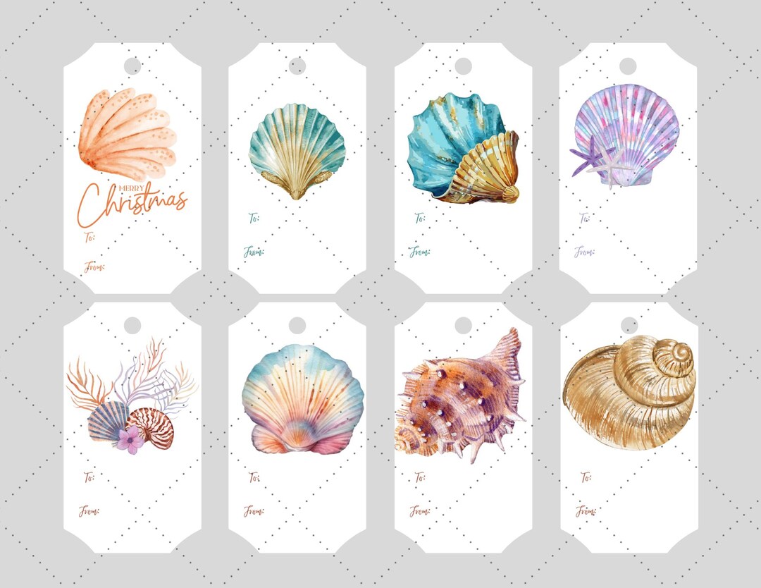 Whimsical Watercolor, Printable Beach & Ocean Themed Gift Tags - Etsy