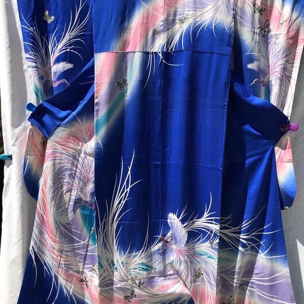 Royal Blue Japanese Kimono - Etsy