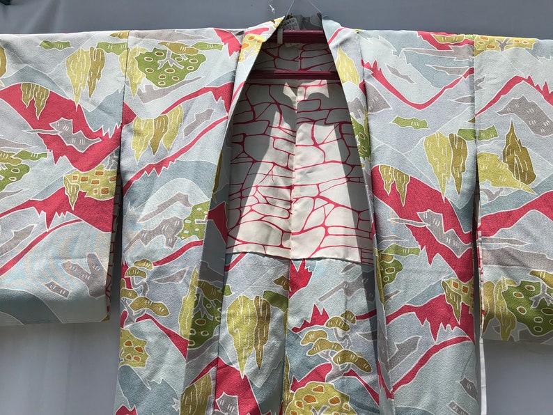 Japanese Haori/jacket, Very Pale Bluish Grey, Printed Abstracts in ...