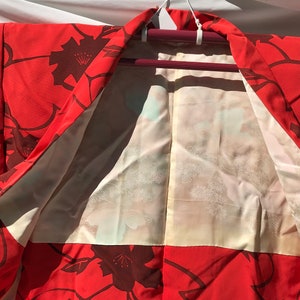 Japan Unisex Orange Haori/jacket Printed With Abstract Brown Tropical ...