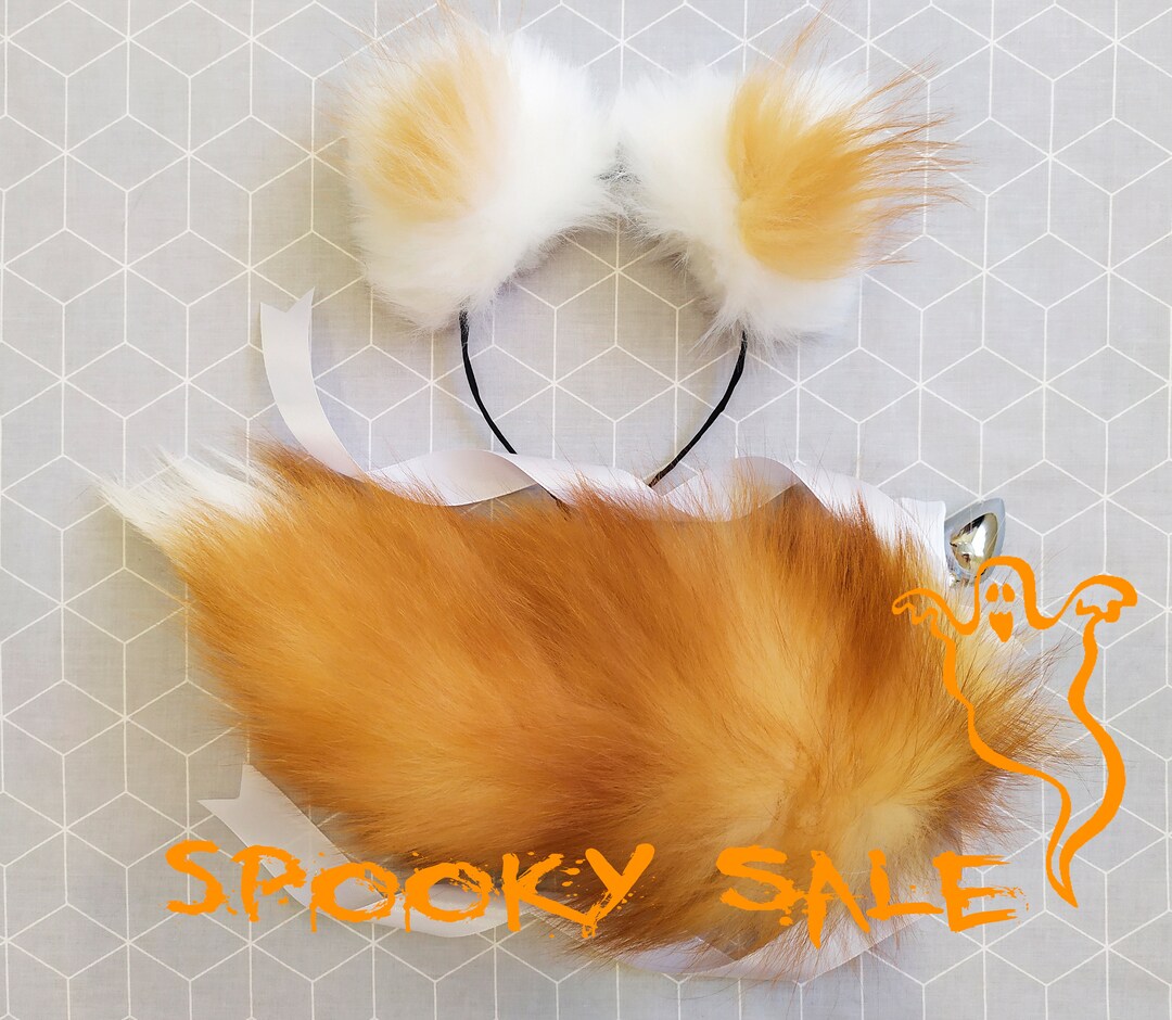 Red Fox Tail Plug and Ears,tail Plug Set,butt Plug Tail,tail Buttplug ...