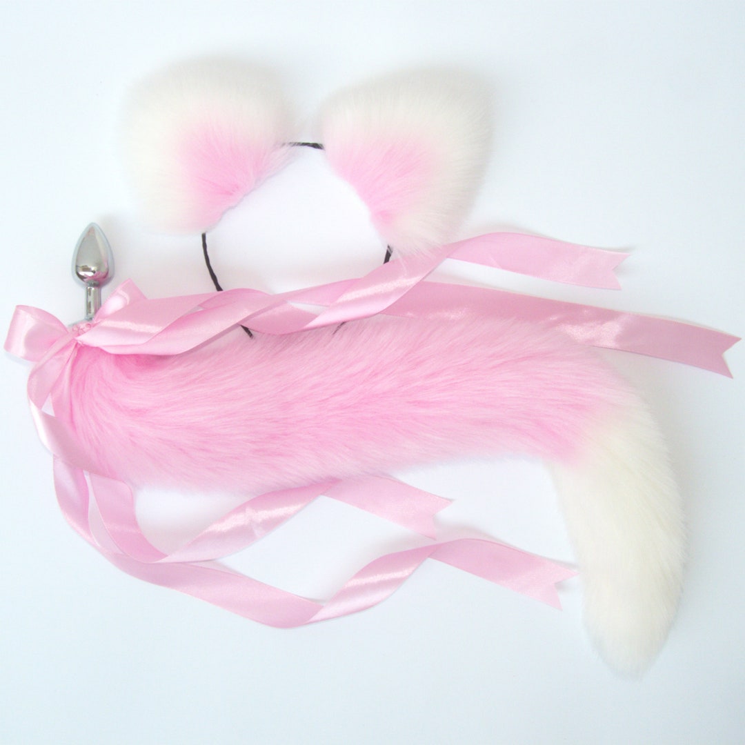 Cute Furry Cat Tail Butt Plugs With Ears, Detachable Stainless Steel ...