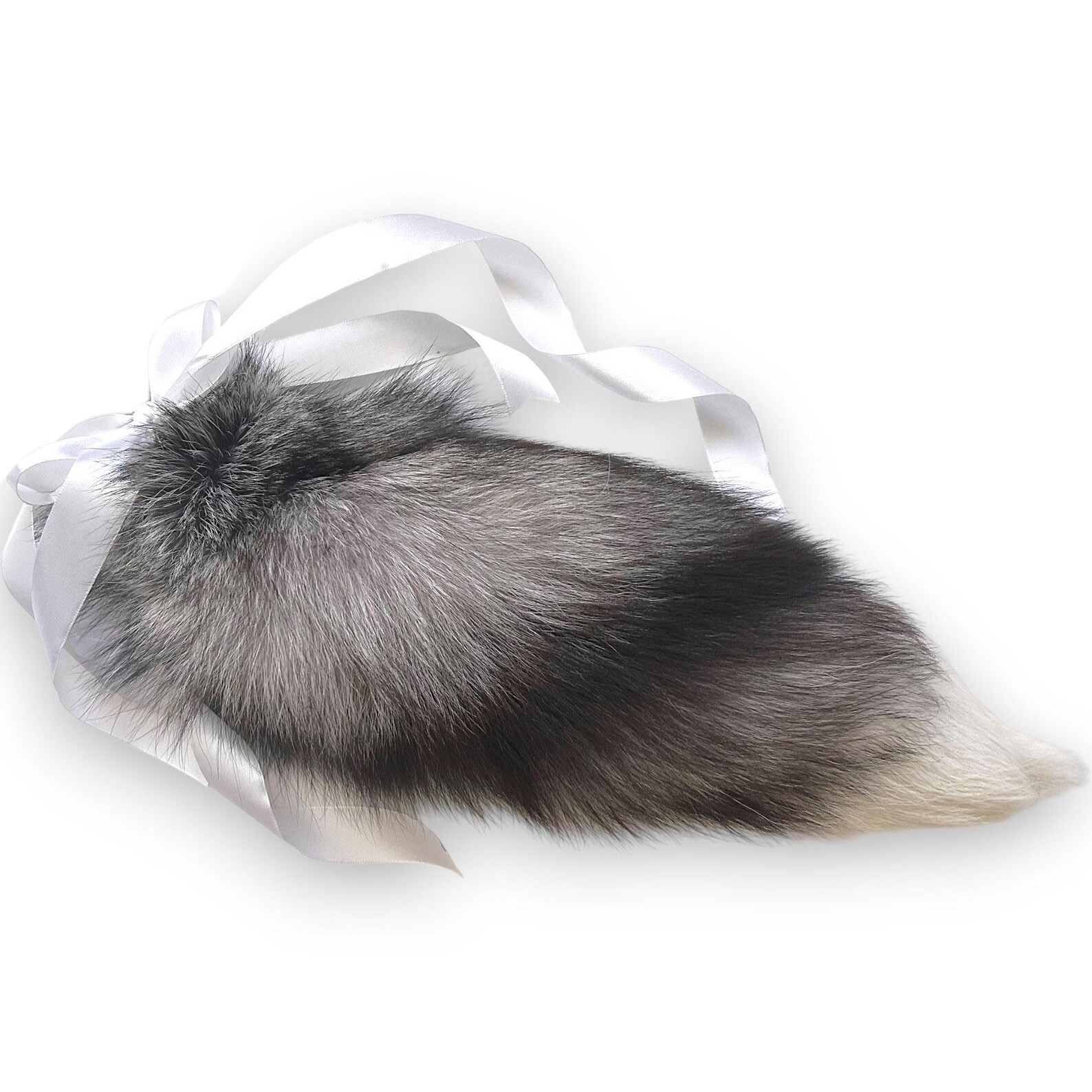 Wolf Tail - Cosplay Real Fur Gray Pet Play Tail, Detachable Therian ...