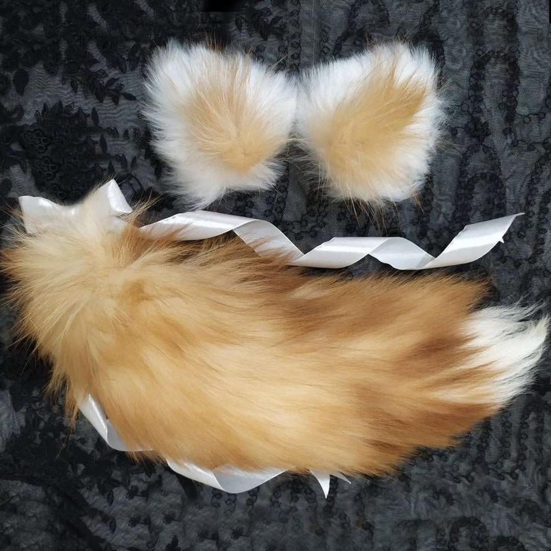 Red Fox Real Fur Tail and Ears Set: Pet Play and Cosplay Therian ...