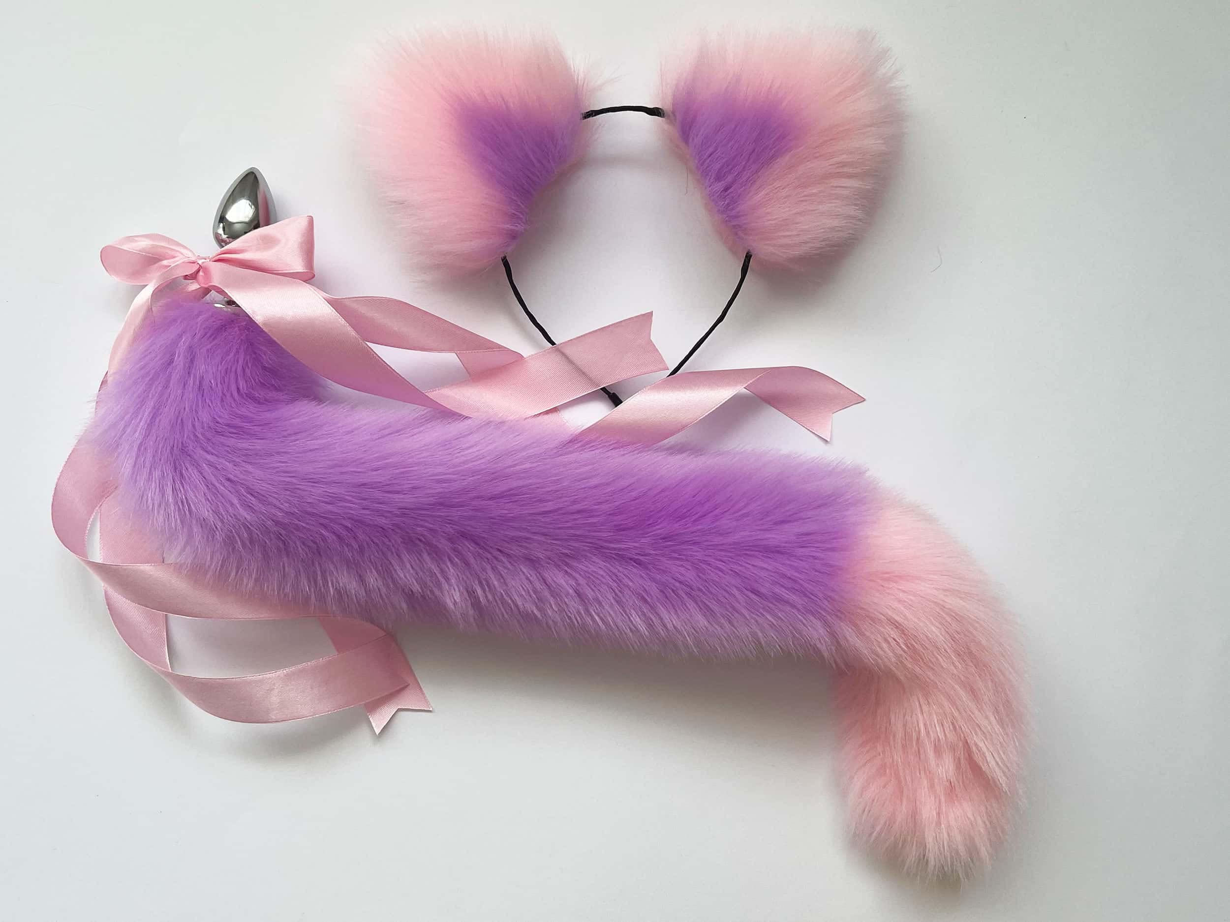 Faux Fur Tail Butt Plug in Pink White Blue Black or Purple - Etsy