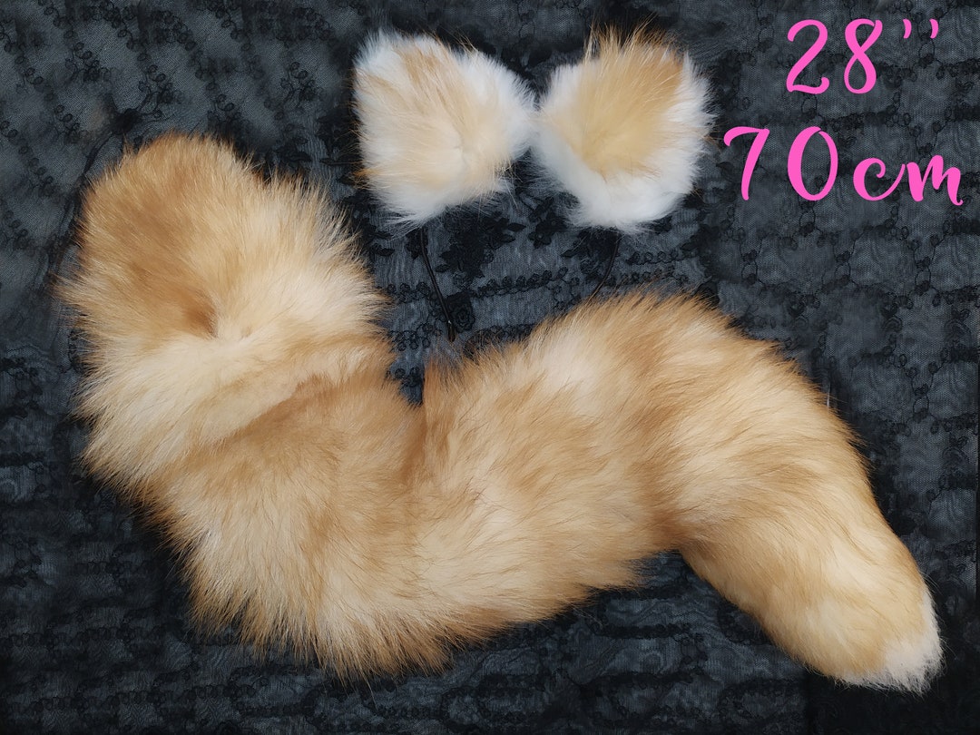 Furry Fox Ears and Tail: Real Fur Long Therian Tails & Kemonomimi Ears ...