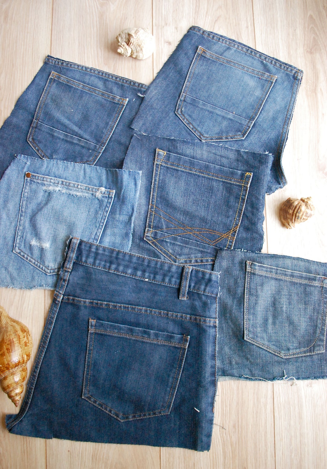 Blue Jeans Back Pocket Bundle (6 Pcs) Assorted Denim Jeans Scraps ...