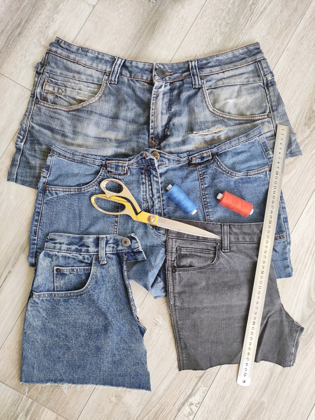 Recycled Denim Jean Pockets Bundle, Upcycled DIY Craft Supplies (2+2 ...