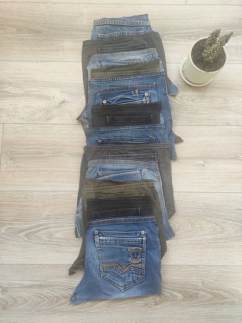 Assorted Blue Denim Jeans Back Pocket Bundle, Lot of Recycled Jeans ...