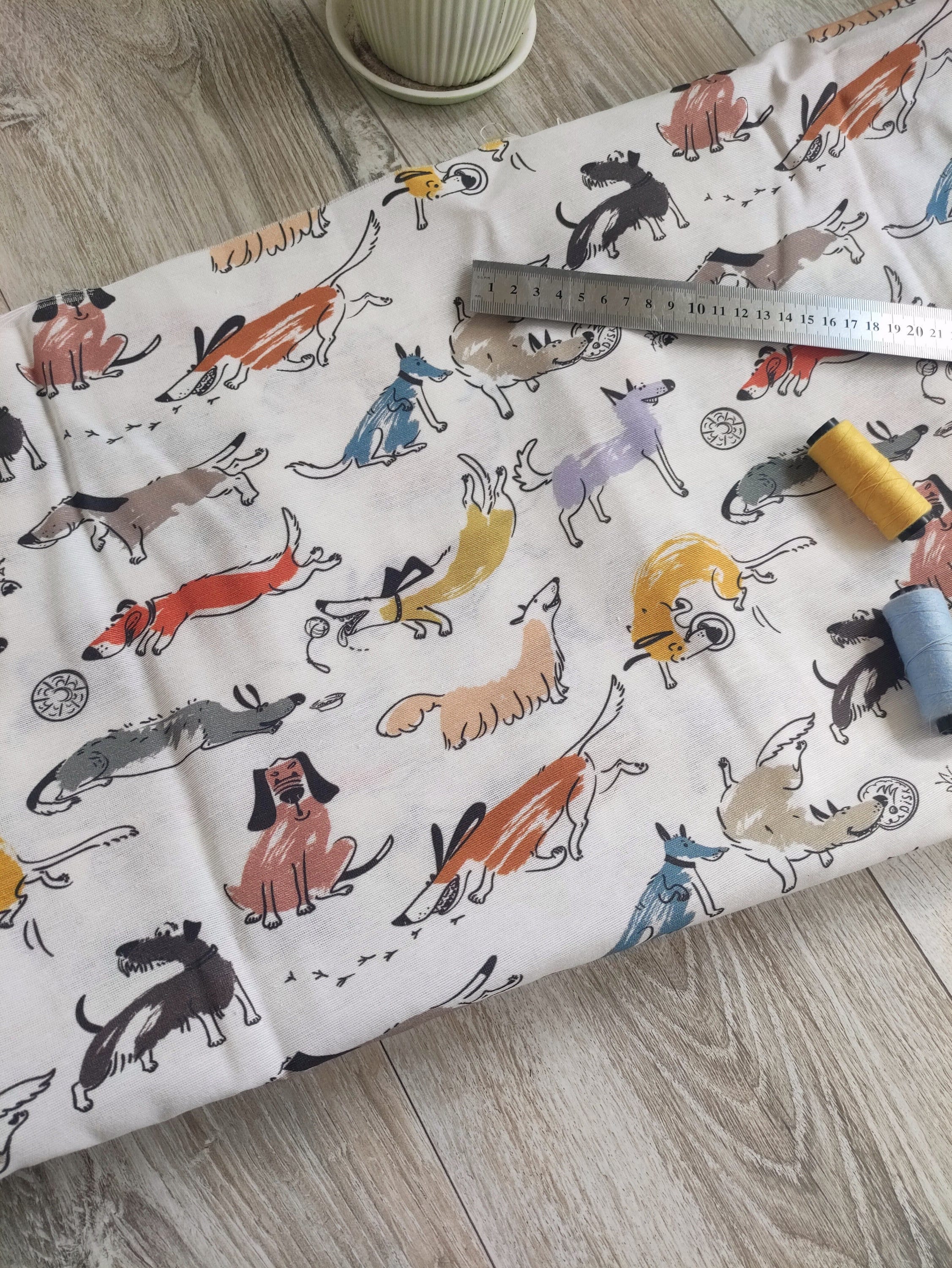 Playing Dog Puppy Fabric for Quilting, Patchwork Happy Playful Dogs ...