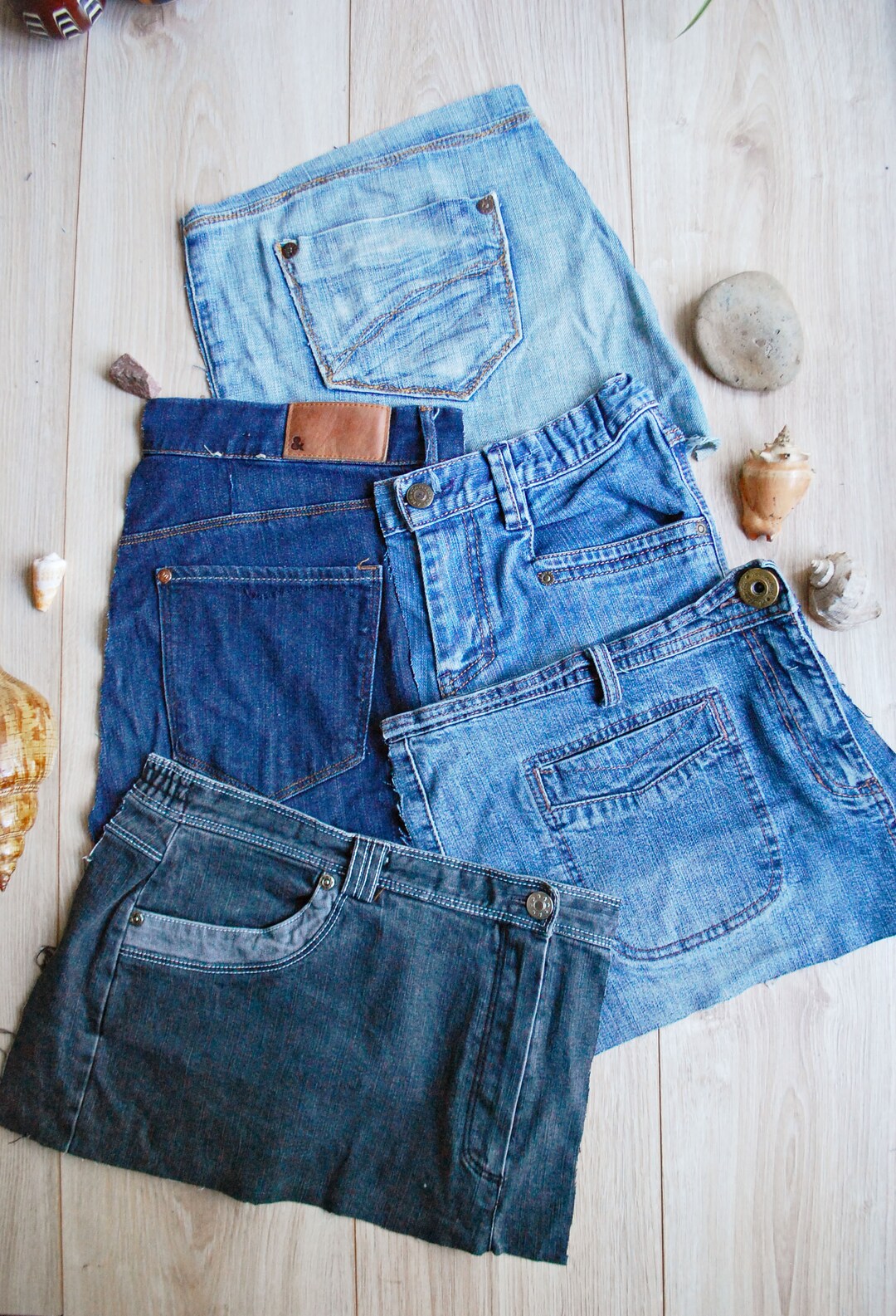 Recycled Blue Denim Jeans Pockets Bundle - Upcycled DIY Craft Pieces - Etsy