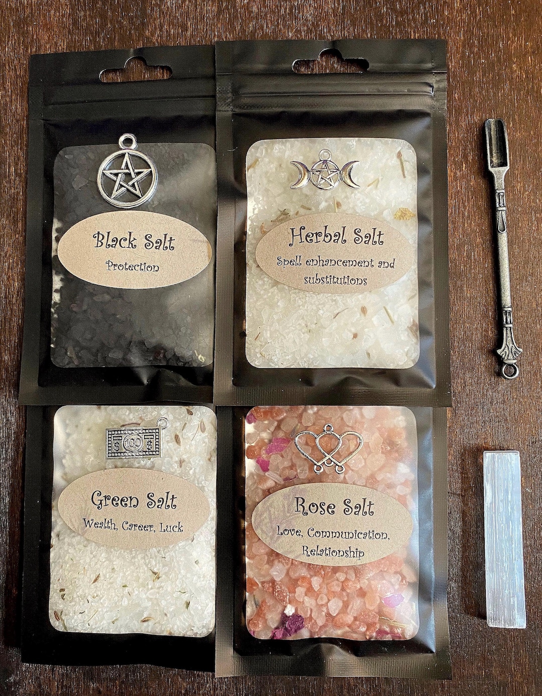 Ritual Salt, Witches Salt, 4 Oz. Total, Black Salt, Rose Salt, All ...