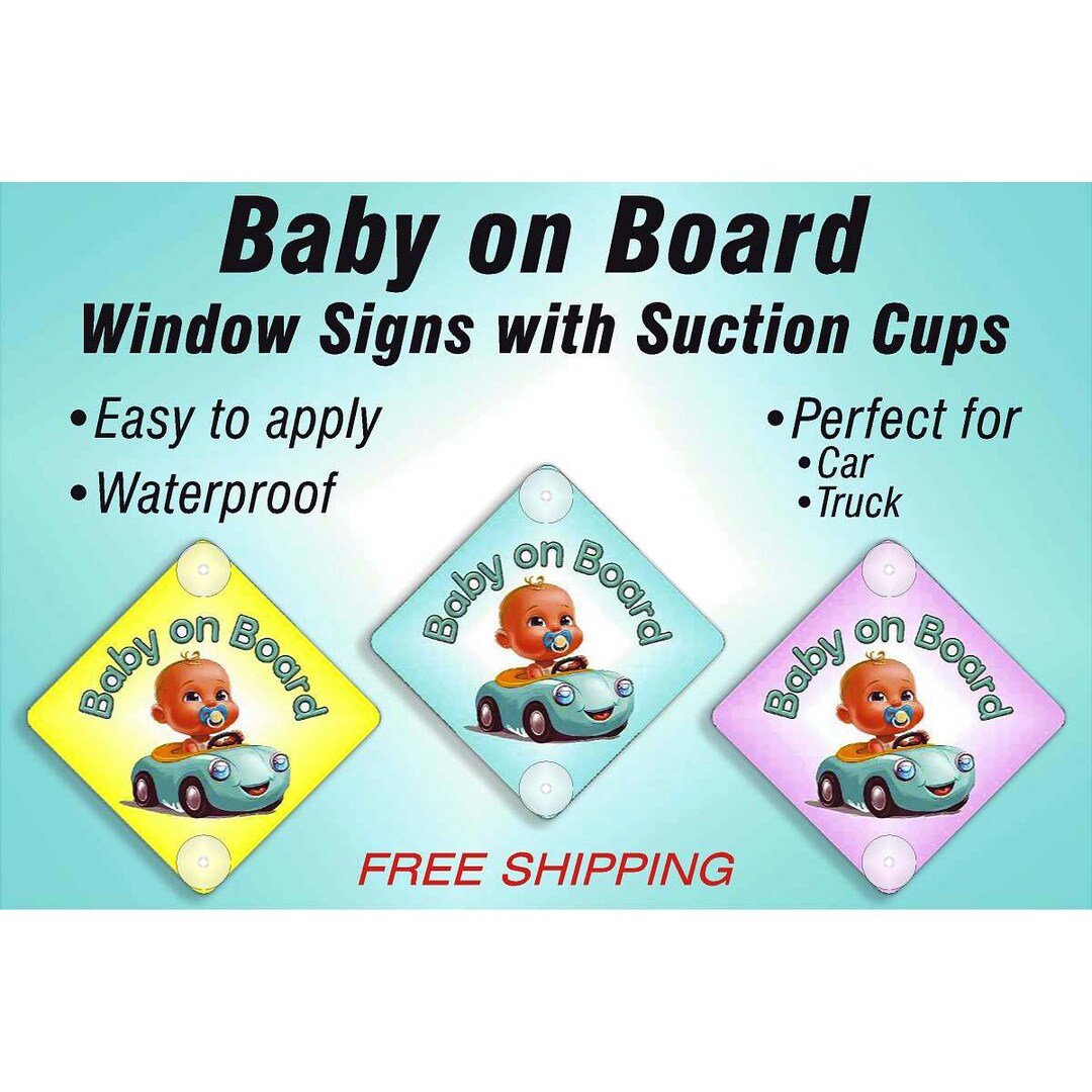 Baby on Board Window Signs With Suction Cups | Window Car Signs | Car ...