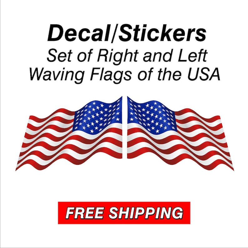 Set of Right and Left Waving Flags of the USA Decal/stickers - Etsy