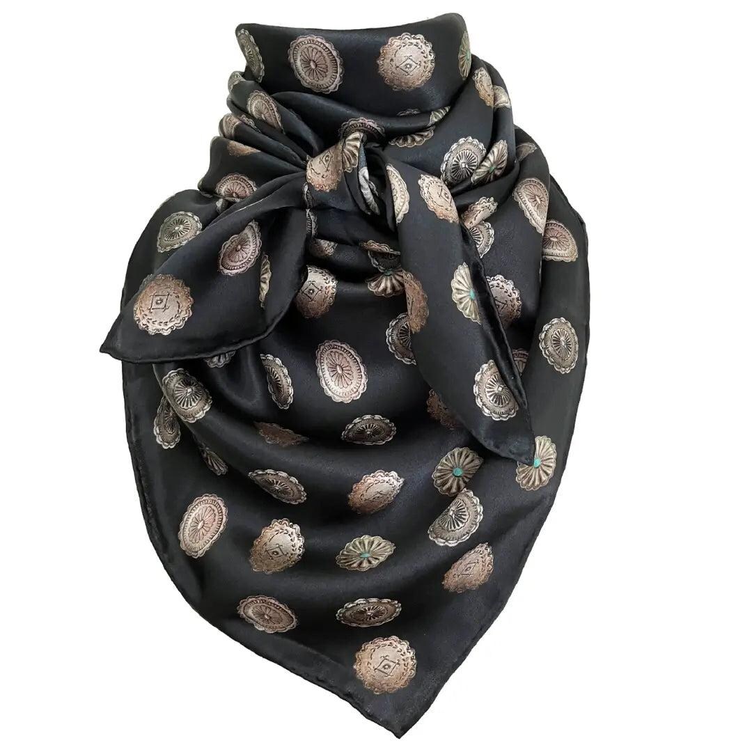 100% Silk Scarf Premium Wild Rag (concho Canyon) Conchos Silk Scarf ...